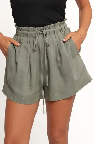 PETAL & PUP Paperbag Waist Linen-blend Shorts