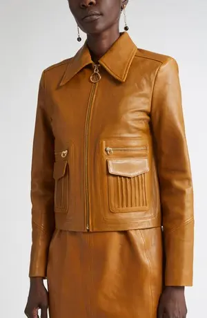 St. John Kristen Leather Crop Jacket