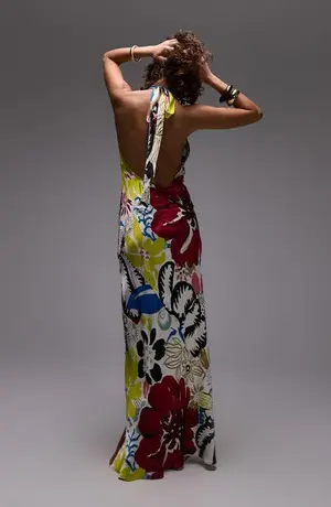 Topshop Satin Halter Maxi Dress