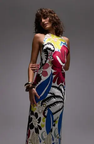 Topshop Satin Halter Maxi Dress