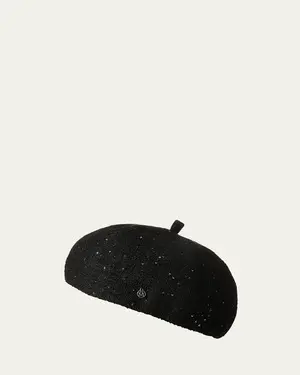 MAISON MICHEL Emy Sequin Tweed Beret - Black