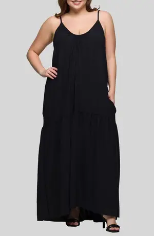 24SEVEN COMFORT APPAREL Jersey Maxi Dress - Black