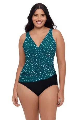 TRIMSHAPER Addison Surplice One-piece Swimsuit - Sea Stones Peacock