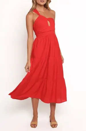 PETAL & PUP One-shoulder Maxi Dress - Red