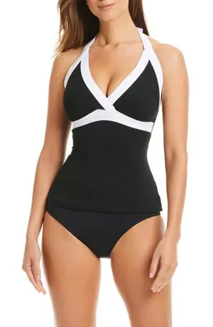 BLEU BY ROD BEATTIE Halter Neck Tankini Top - Black