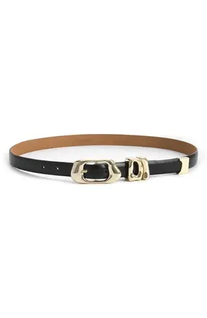 Ettika Molten Hardware Leather Belt - Black