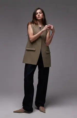 Topshop Sleeveless Longline Blazer