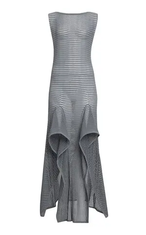 Alaïa Ladder-stitched Knit Midi Dress - Grey