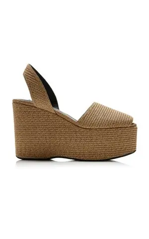 Alaïa Raffia Platform Wedge Sandals