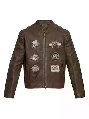 Amiri Patch-detail Leather Jacket - Brown