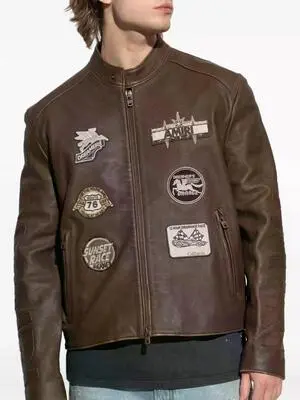 Amiri Patch-detail Leather Jacket - Brown