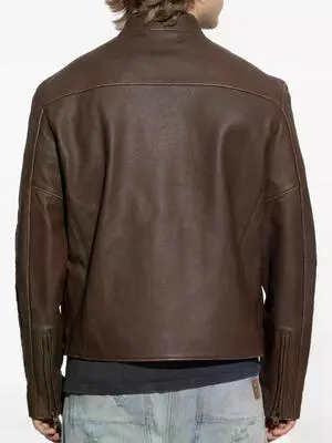 Amiri Patch-detail Leather Jacket - Brown