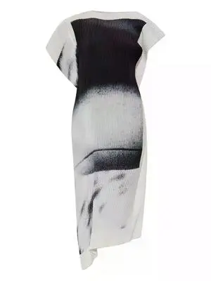 Issey Miyake Shadow Duty Graphic-print Midi Dress - White