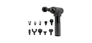 LIFEPRO Sonic Lx Professional Heated Percussion Massage Gun With 9 Speeds & 10 Attachments For Deep Tissue
