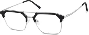 Zenni Browline Full Rim Mixed Frame Eyeglasses - Black