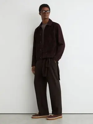 REISS Found Slim Fit Stretch Drawstring Trousers - Brown