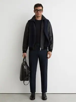 REISS Slim Fit Drawstring Trousers - Navy