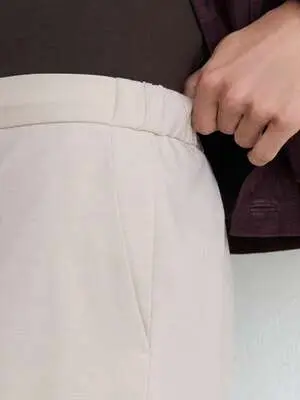 REISS Found Slim Fit Stretch Drawstring Trousers - Stone