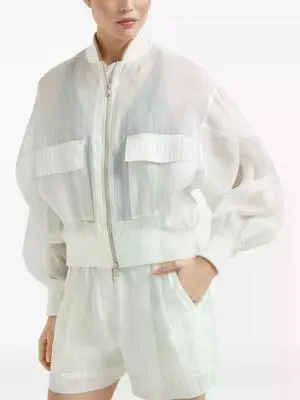 Brunello Cucinelli Striped Bomber Jacket