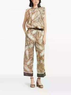 Brunello Cucinelli Papyrus-print Sleeveless Blouse