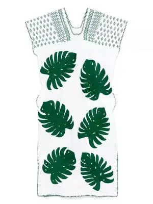 PIPPA HOLT Monstera Leaf-Embroidery Midi Dress