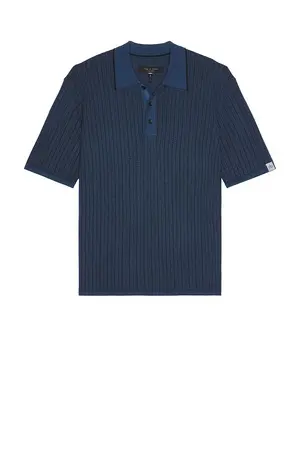 Rag & Bone Harvey Garment Dyed Polo In Navy - Moonlight