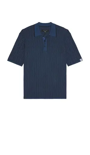 Rag & Bone Rag & Bone Harvey Garment Dyed Polo In Navy. Moonlight