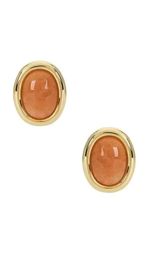 LUV AJ Sunset Stone Stud Earrings - Red & Gold