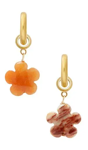 Brinker & Eliza Bloom Hoop Earrings - Red Aventurine & Crazy Agate