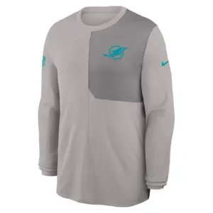 Nike Miami Dolphins Sideline Coach Dri-fit Nfl Long-sleeve Top - Grey