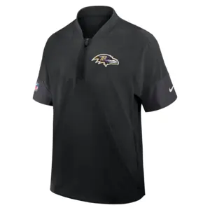 Nike Baltimore Ravens Sideline Coach Nfl 1/2-zip Short-sleeve Jacket - Black