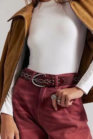 Free People We The Free Preston Stud Belt Crimson