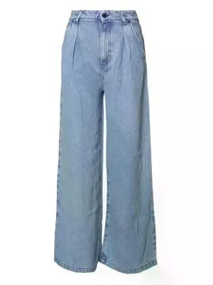 SOLOTRE Pleated Wide-leg Jeans