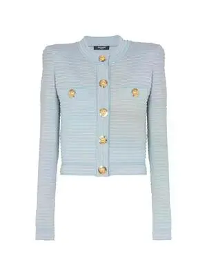 Balmain Cropped Cardigan - Blue