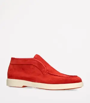 Santoni Suede Andvari Ankle Boots - Red