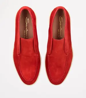 Santoni Suede Andvari Ankle Boots - Red