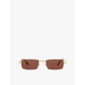 CARTIER Rectangle-frame Metal Sunglasses - Gold