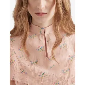 Prada Floral-print Pongé Woven Top