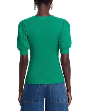 Elie Tahari The Nika Crewneck Puff Sleeve Top