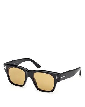 TOM FORD Square Frame Sunglasses - Black/brown