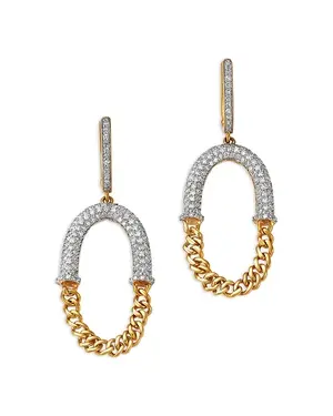 Bloomingdale'S Diamond Pave Oval Chain Drop Earrings - Gold