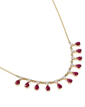 Bloomingdale'S Ruby & Diamond Droplet Necklace