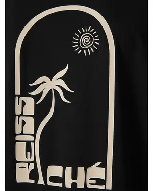 REISS Che Roda Palm Graphic Tee - Black
