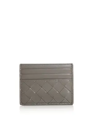 Bottega Veneta Intrecciato Leather Card Case Basalt/lava