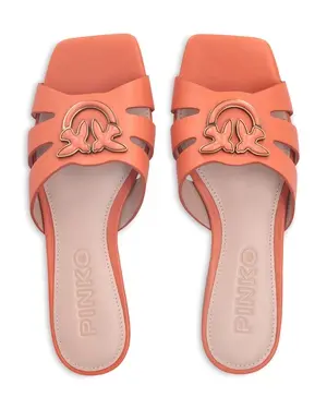 Pinko Marli 09 Leather Slide Sandals - Blusher