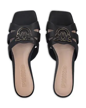 Pinko Marli 09 Leather Slide Sandals - Limo Black