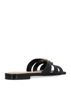 Pinko Marli 09 Leather Slide Sandals - Limo Black