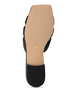 Pinko Marli 09 Leather Slide Sandals - Limo Black