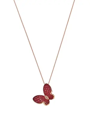 Bloomingdale'S Butterfly Pendant Necklace In 14k Rose Gold - Red/rose