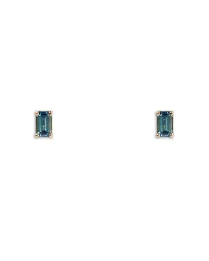 WWAKE 14k Yellow Teal Sapphire Stud Earrings - Gold